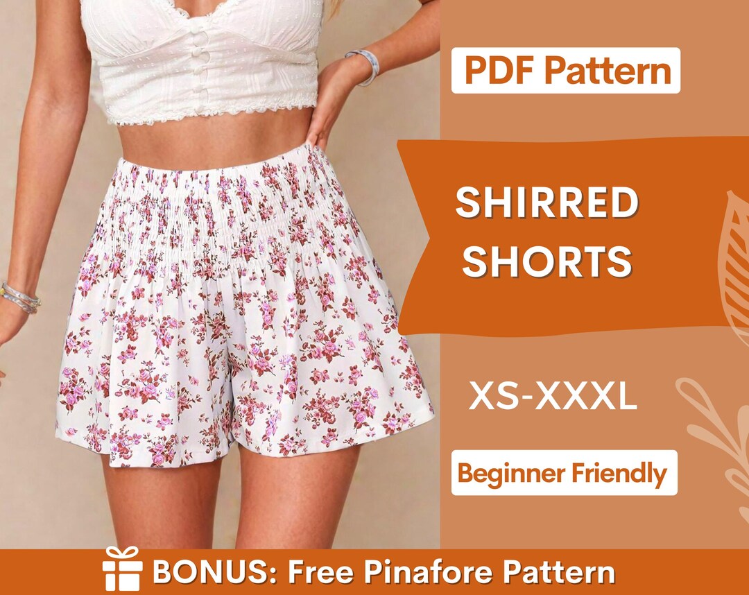 High Waisted Shorts Pattern Easy Shorts Women Shorts Sewing Pattern Beginner Shorts Pattern Wide ...