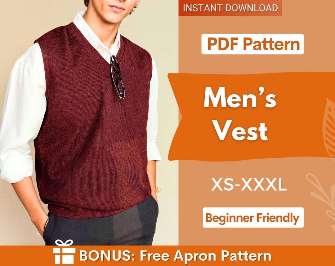 Men Vest Pattern | Men Sewing Pattern | Waistcoat Pattern for Men ...