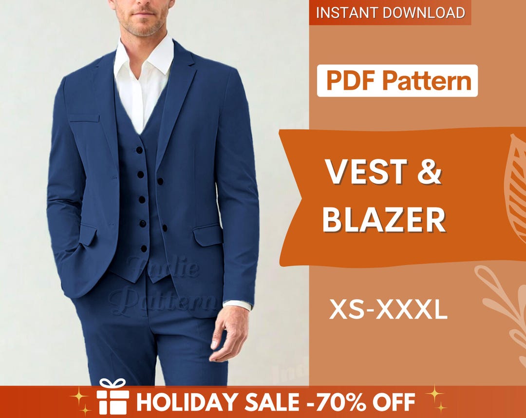 Men Jacket & Vest Sewing Patterns Suit Jacket Pattern Men Men Blazer ...
