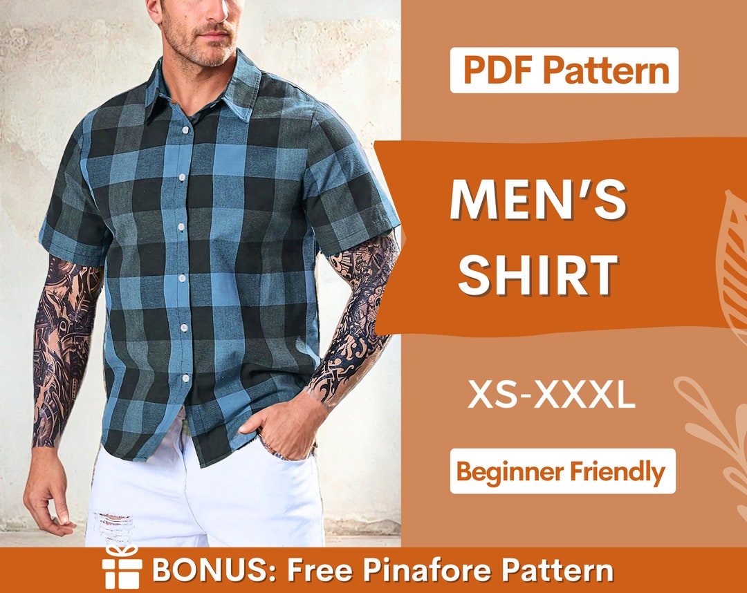 Shirt Sewing Pattern for Men, Men Sewing Pattern, Shirt Pattern, Short ...