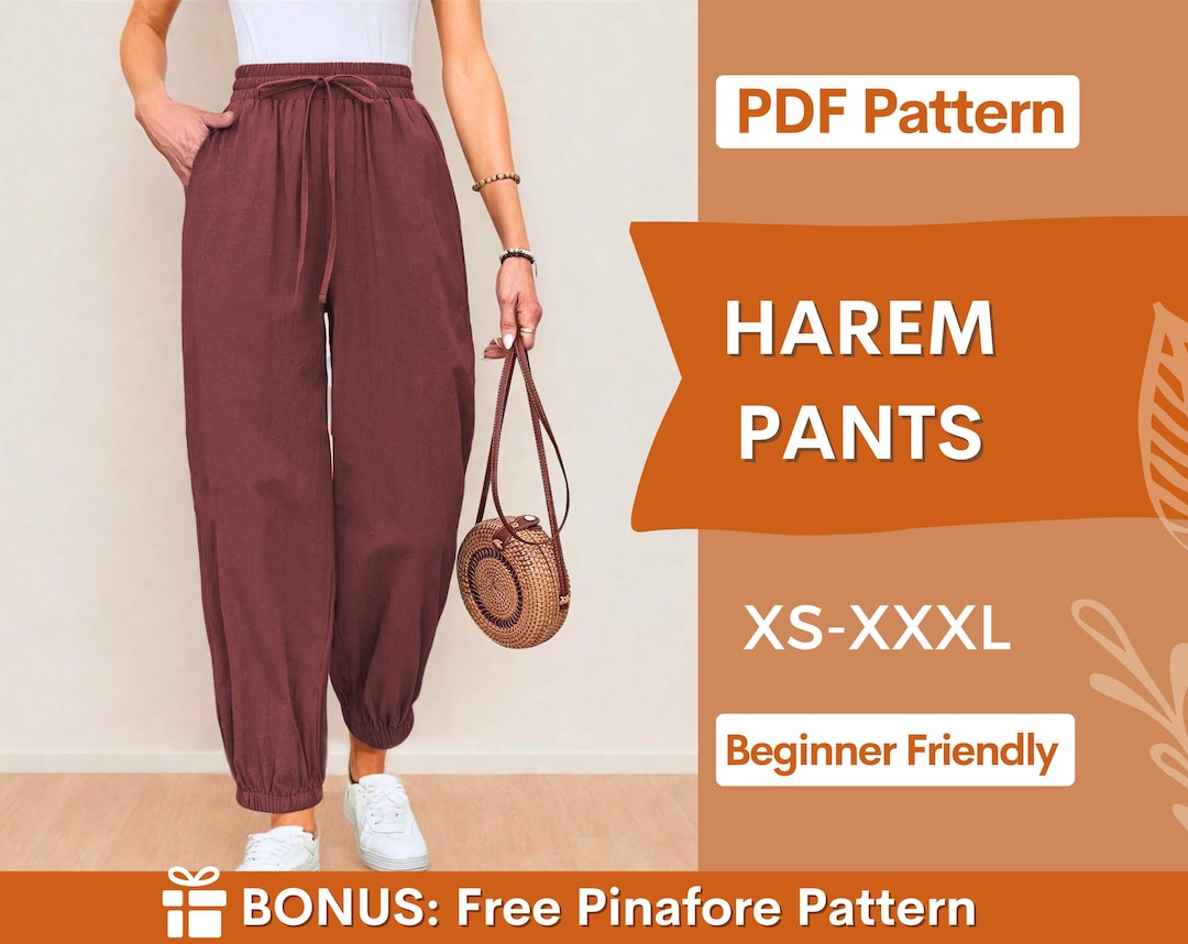 Harem Pants Sewing Pattern for Women PDF XS-XXXL Jogger Pants Pattern ...