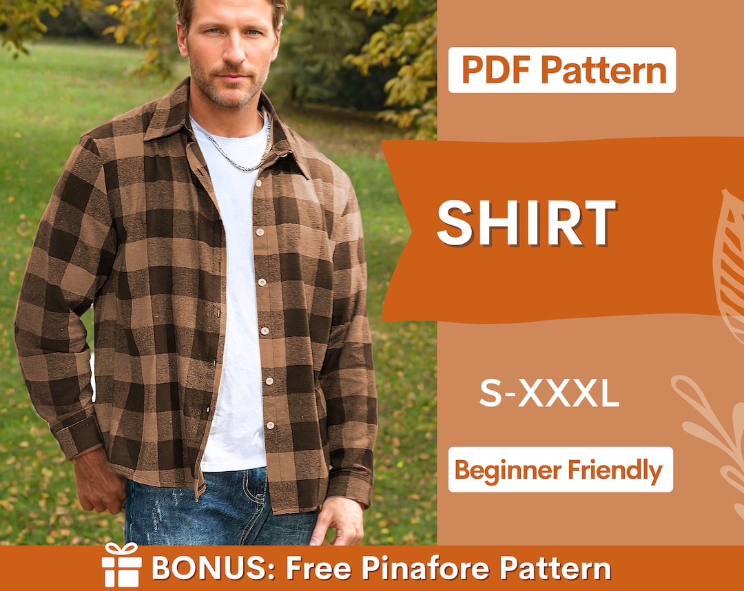 Shirt Pattern for Men S-XXXL Sewing Pattern Men Men Buttons Shirt ...