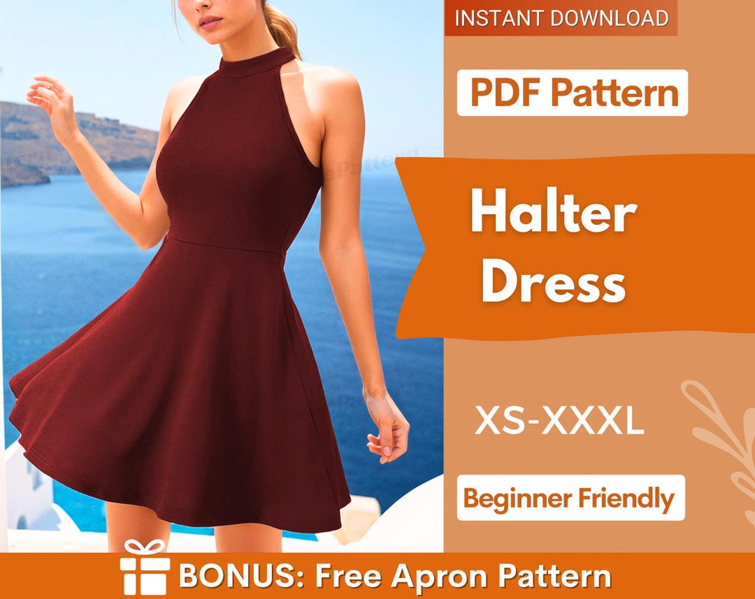 Halter Dress Sewing Pattern | Dress Pattern | Sewing Patterns | Women ...