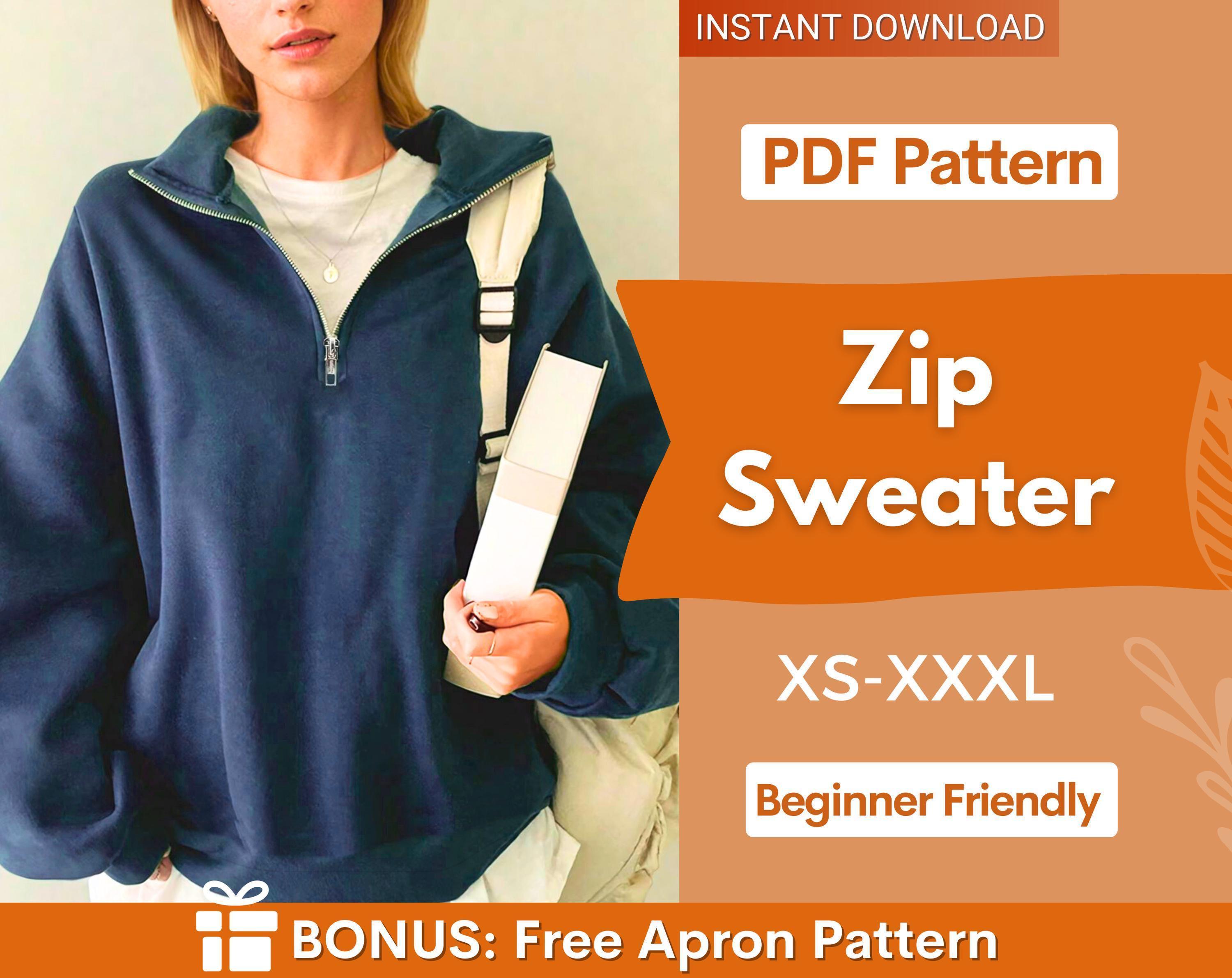 Zip Sweater Sewing Pattern | Zipper Sweater | Zip up Sweater | Sweater ...
