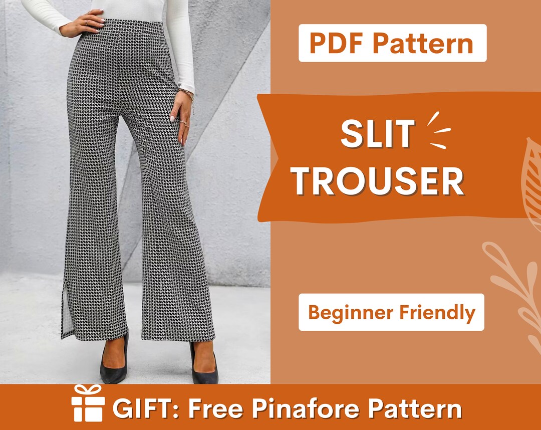 Flare Leg Slit Pants Sewing Pattern for Women Flare Leg - Etsy