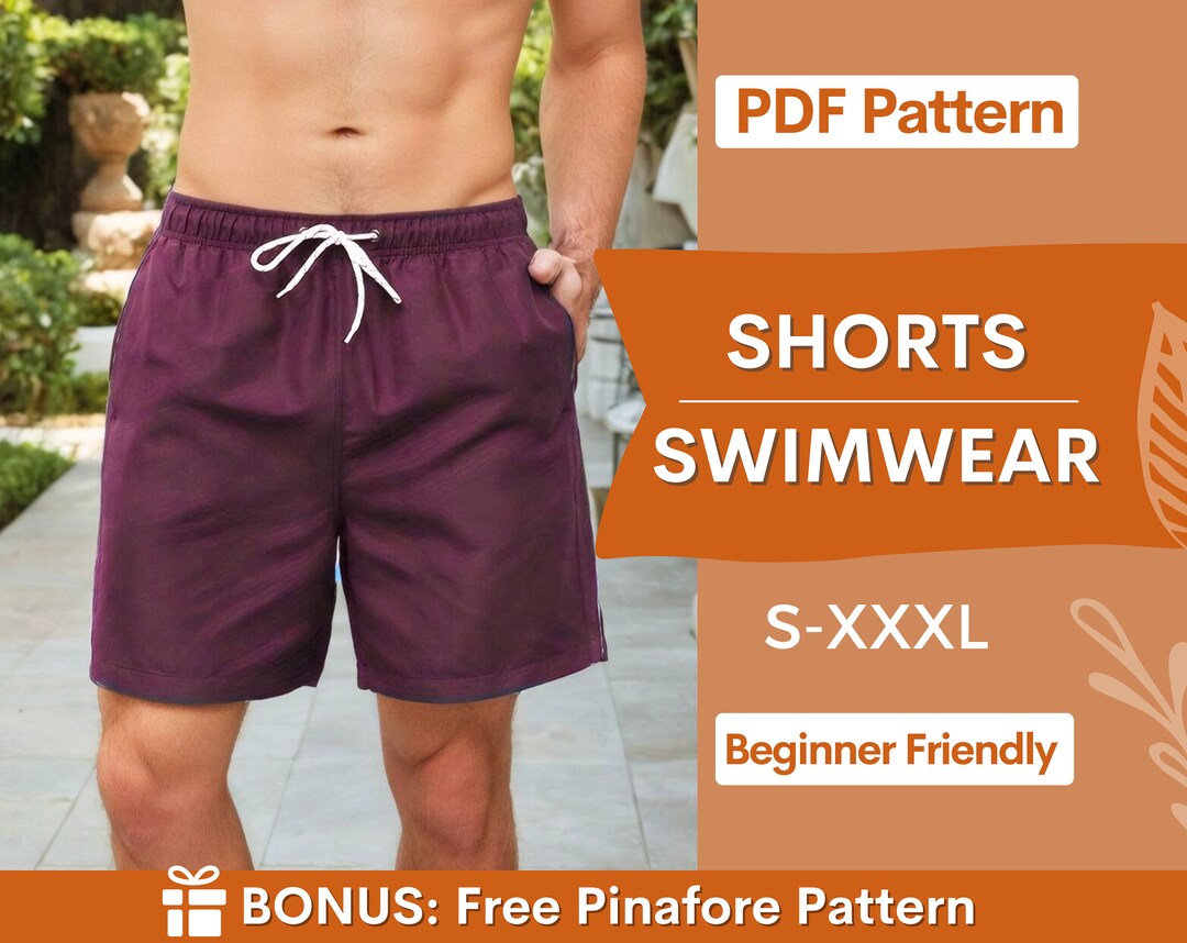 Men Shorts Pattern Men's Swimwear Sewing Pattern Instant Download ...