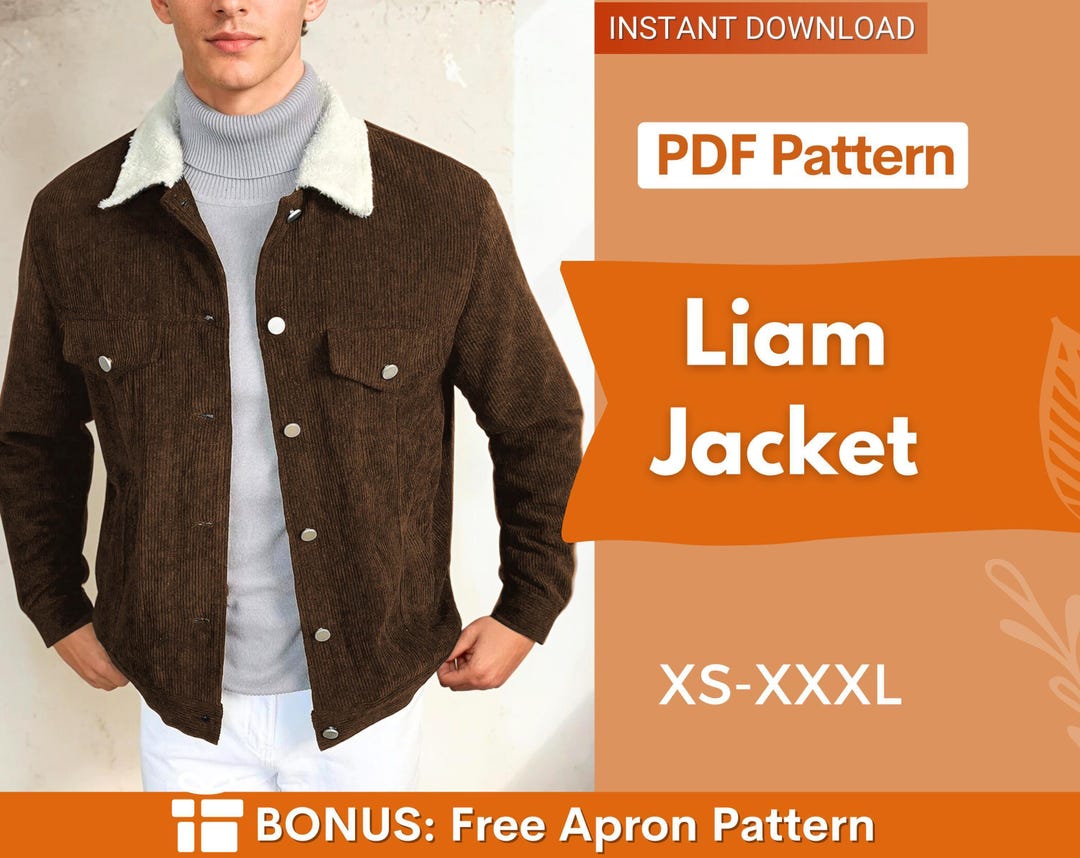 Men Jacket Pattern, Jacket Sewing Pattern for Men, Men Sewing Pattern ...