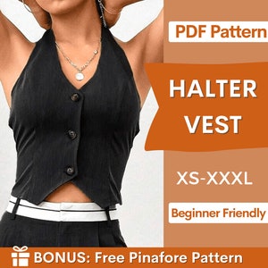 Halter Vest Sewing Pattern Waistcoat Pattern Women Sewing Pattern Vest ...
