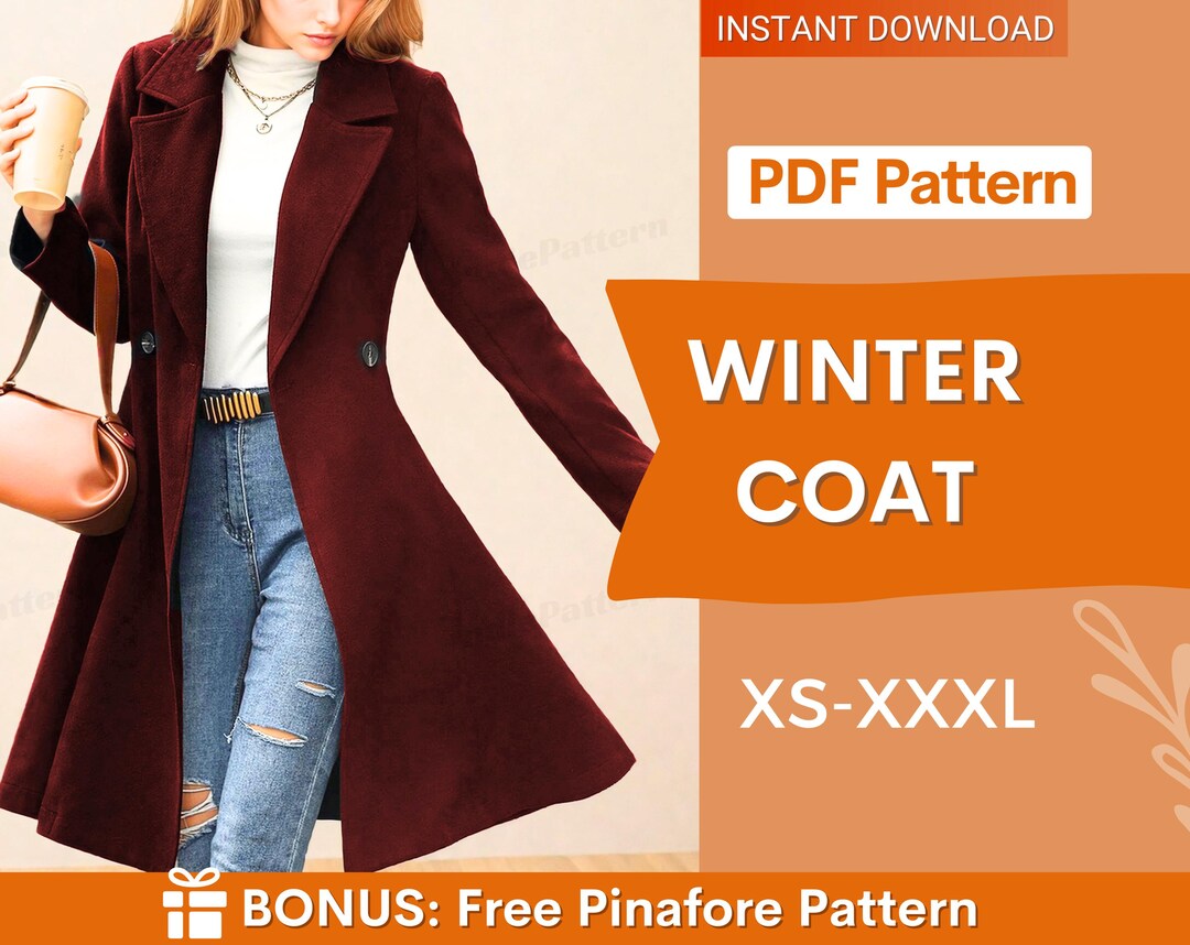 Winter Coat Sewing Pattern Women PDF | Coat Pattern | Long Coat PDF ...