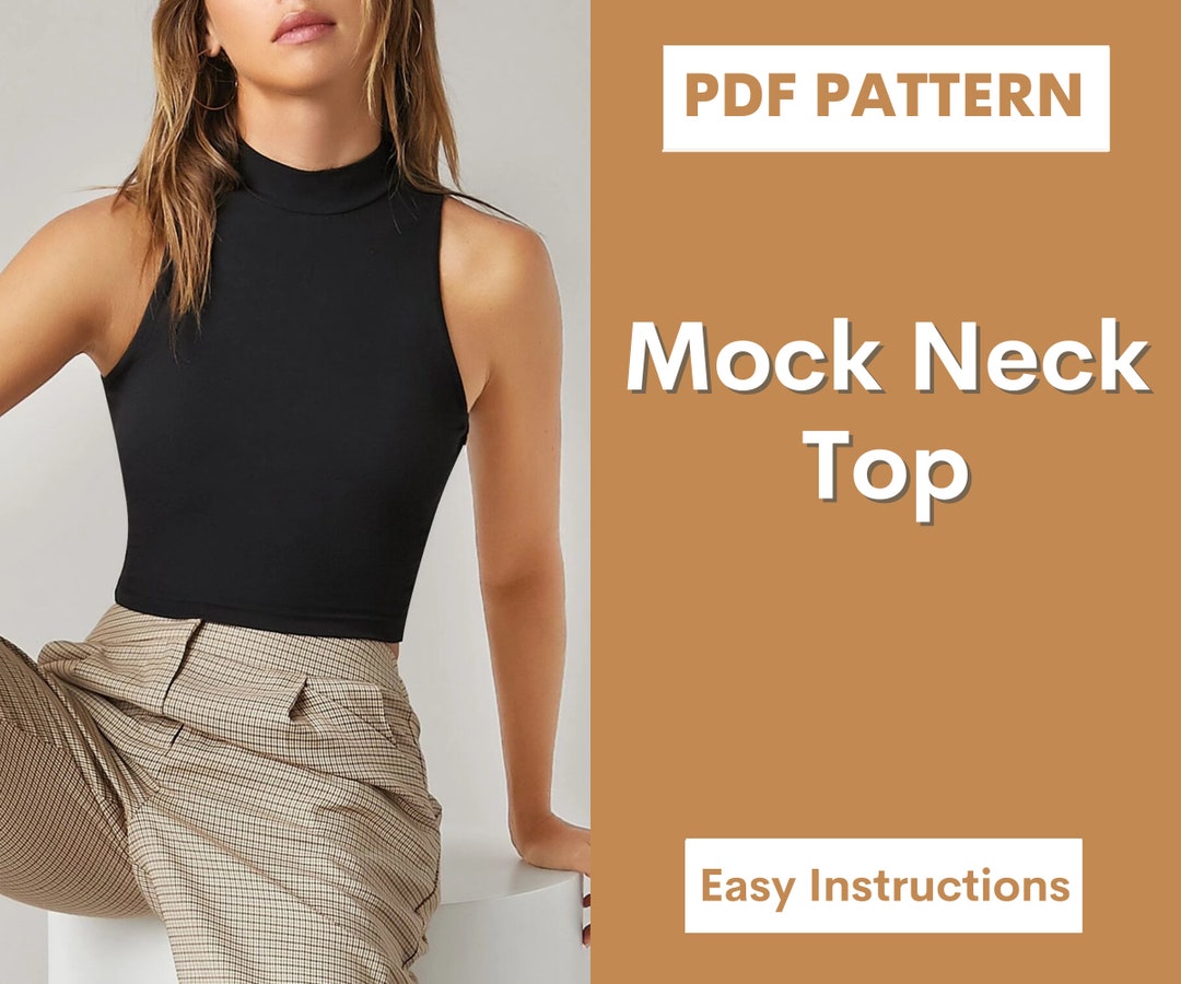 Mock Neck Top Sewing Pattern Crop Top Pattern PDF Tank Top - Etsy