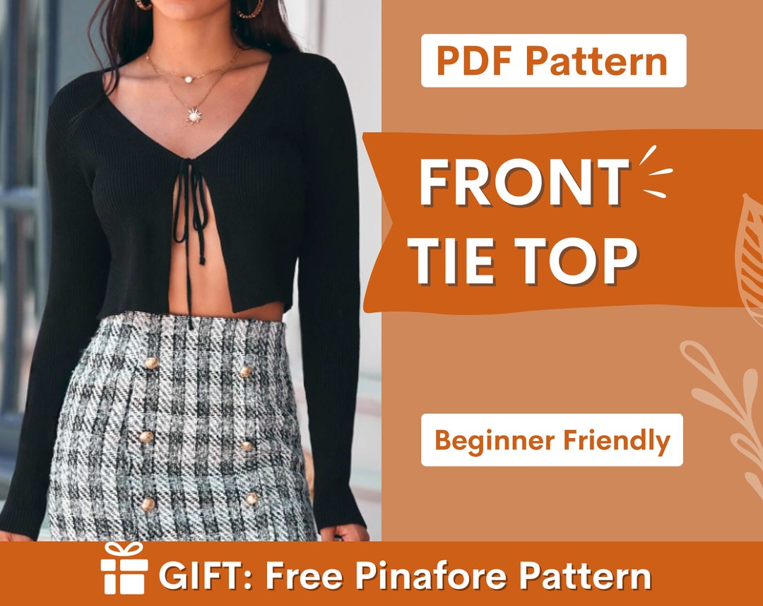 Front Tie Top Pattern XS XXL Top Sewing Pattern Women - Etsy Singapore