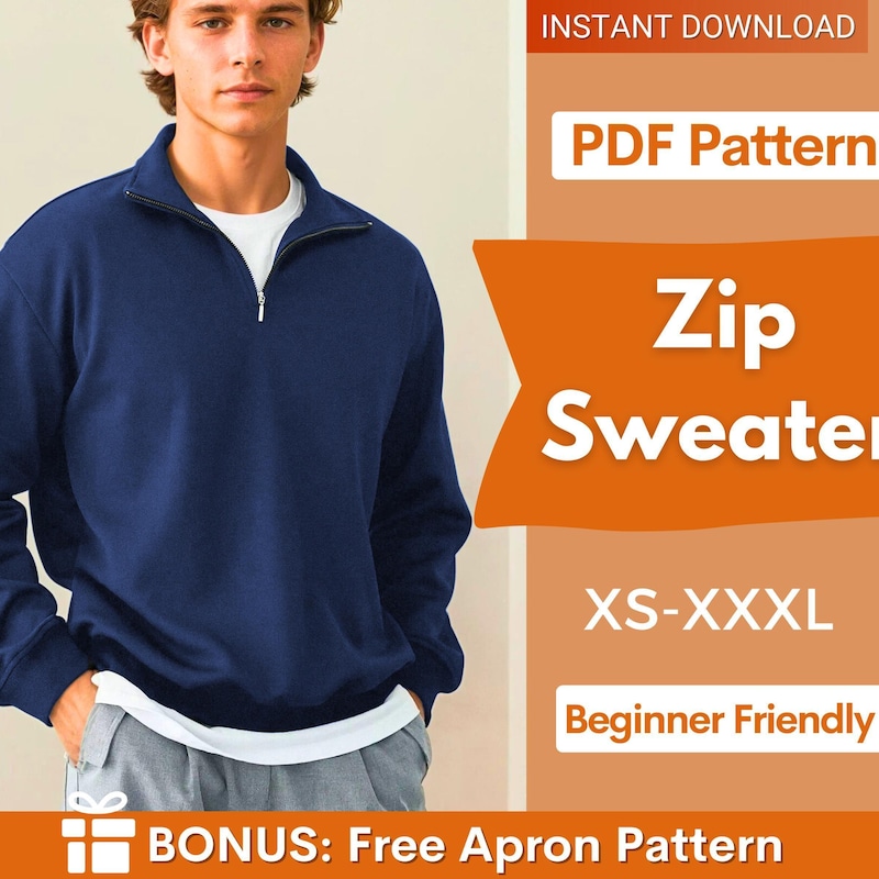Men Zipped Fleece Pattern - Etsy
