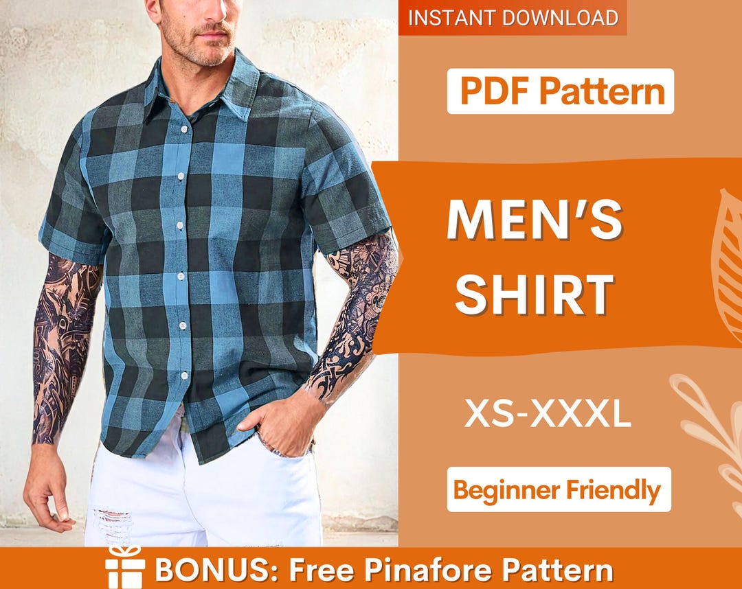 Shirt Sewing Pattern for Men, Men Sewing Pattern, Shirt Pattern, Short ...