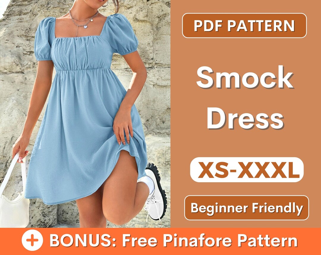 Smock Dress Sewing Pattern for Women PDF XS-XXXL Babydoll - Etsy