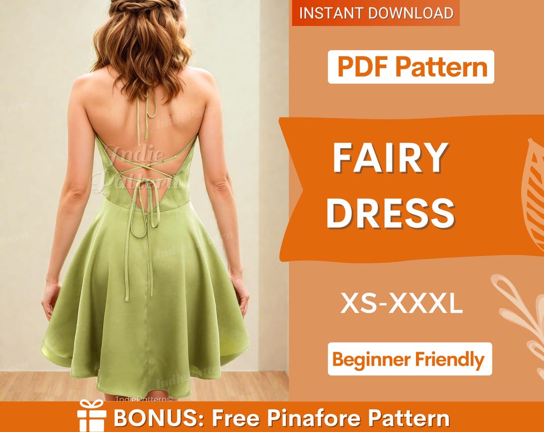 Fairy Dress Pattern, XS XXXL, Open Back Dress Sewing Pattern, Dress ...