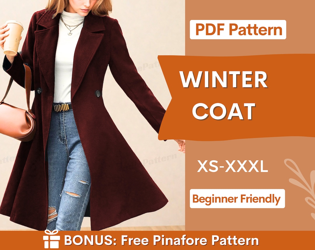 Winter Coat Sewing Pattern Women PDF Coat Pattern Long Coat PDF Pattern ...