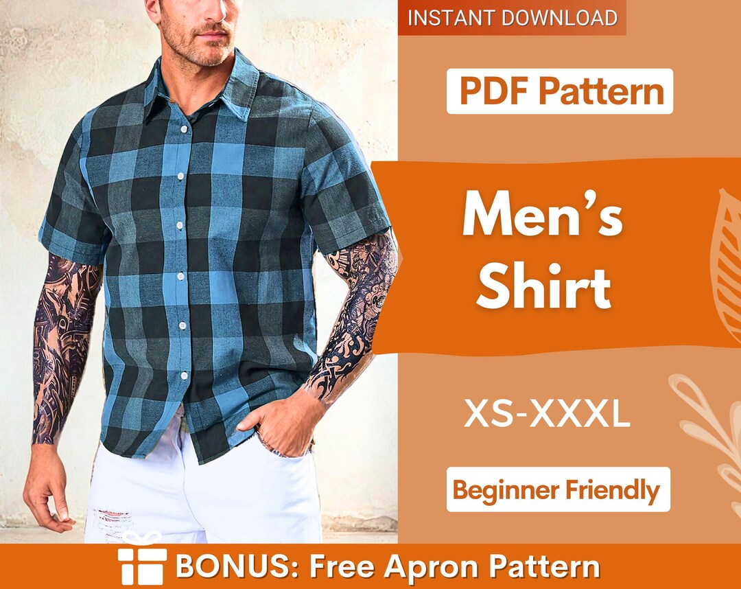 Shirt Sewing Pattern for Men, Men Sewing Pattern, Shirt Pattern, Short ...