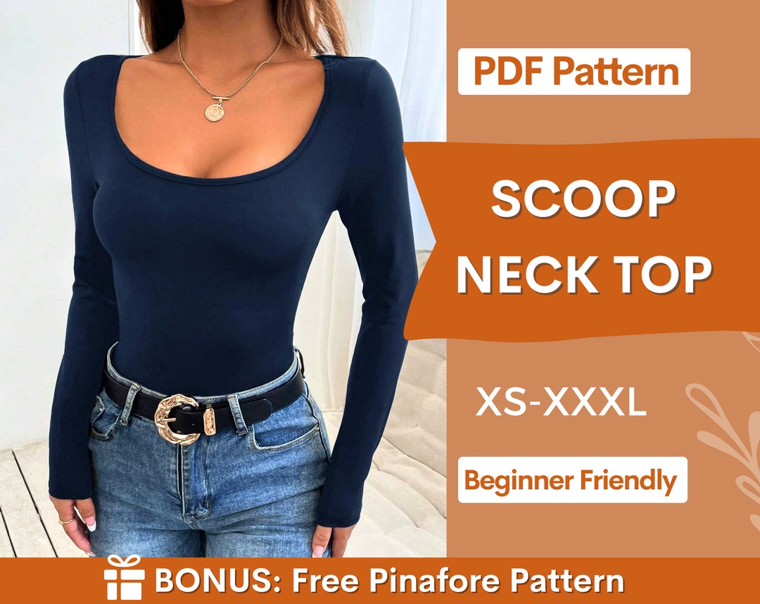 Scoop Neck Top Sewing Pattern Long Sleeve Top Pattern Womens Top Sewing ...