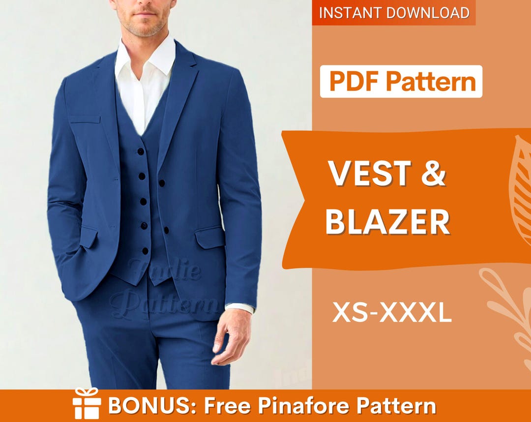 Men Jacket & Vest Sewing Patterns Suit Jacket Pattern Men Men Blazer ...
