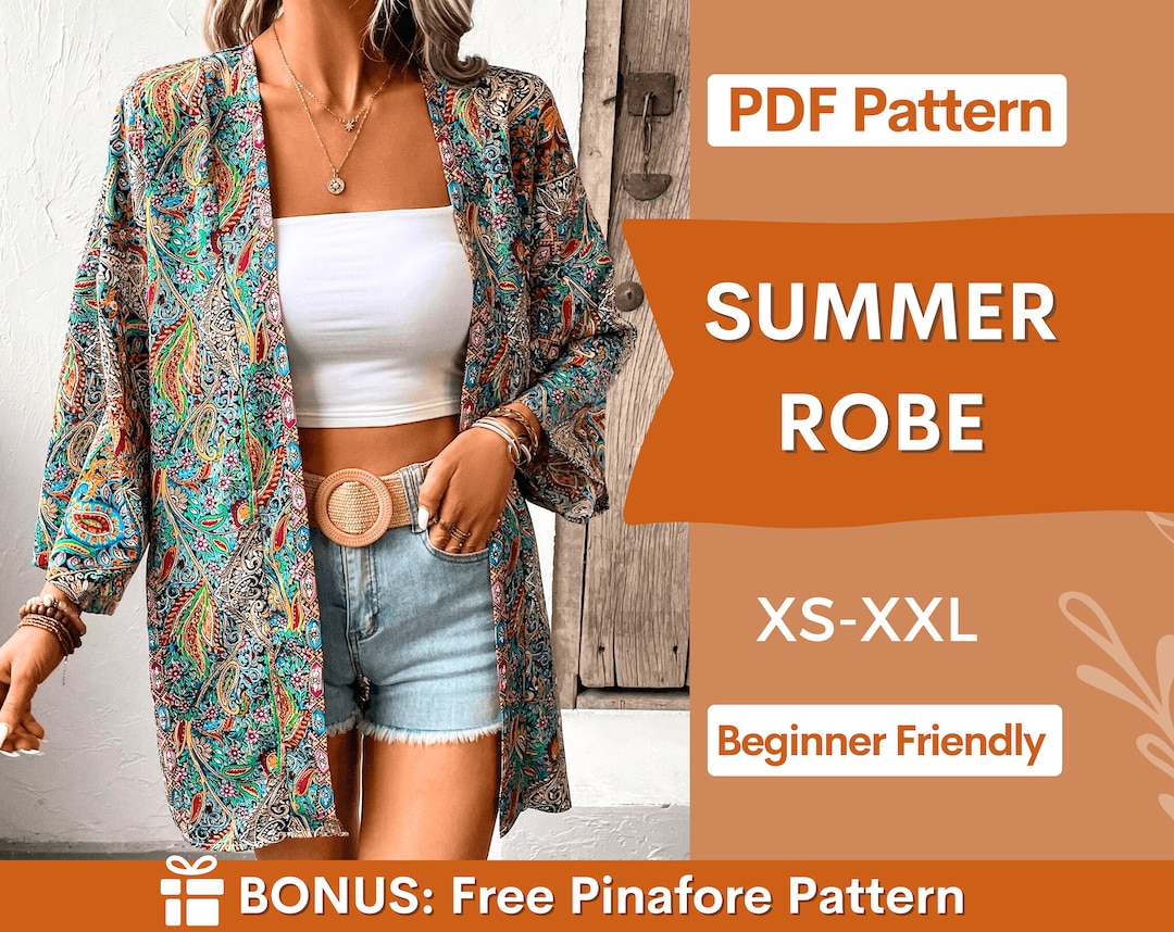 Robe Pattern XS XXL Robe Digital PDF Sewing Pattern Women Pattern ...