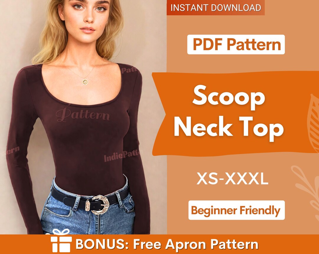 Scoop Neck Top Sewing Pattern | Long Sleeve Top Pattern | Womens Top ...