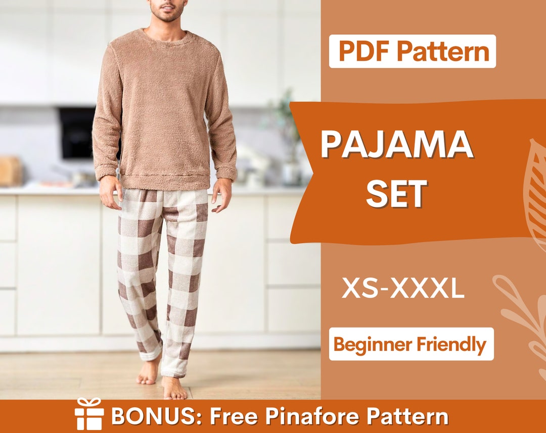Men Pajama Set Pattern, Pajama Pattern for Men, Pajama Pants Pattern ...
