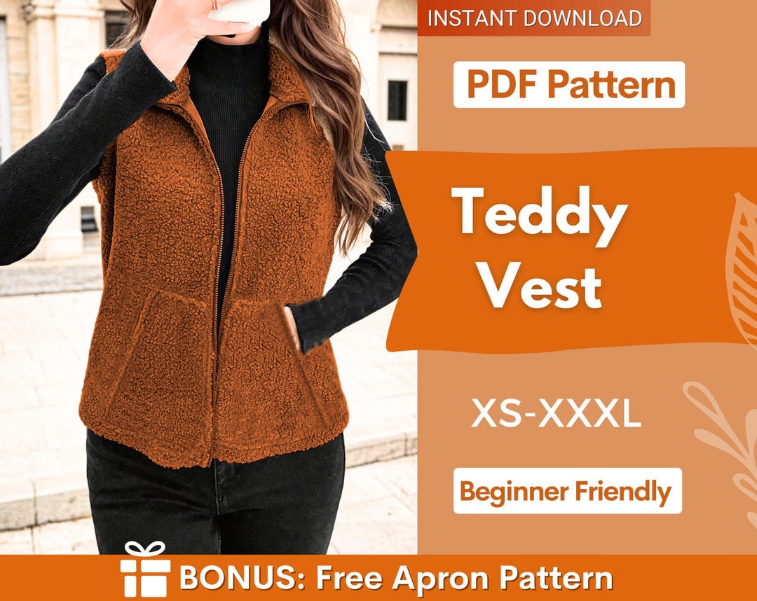 Teddy Vest Pattern | Sewing Patterns | Women Pattern | Jacket Pattern ...