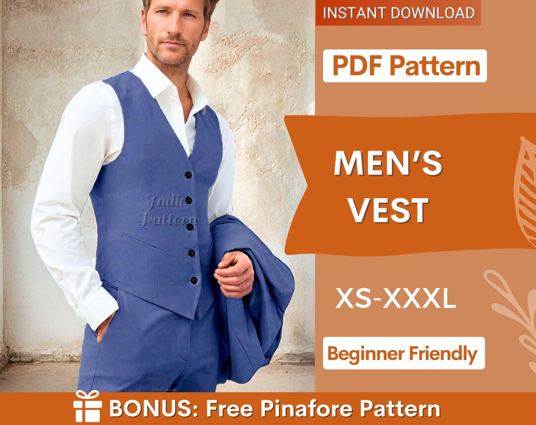 Vest Pattern for Men Men Sewing Pattern Waistcoat for Men Sewing ...