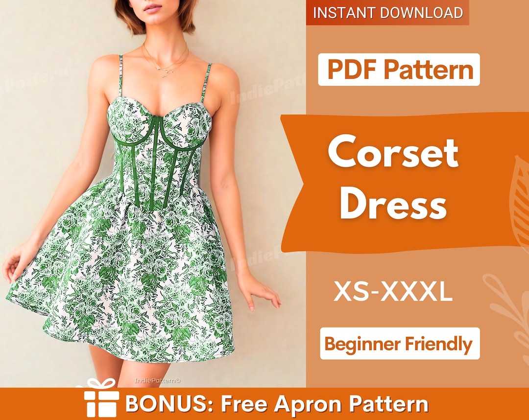 Corset Dress Pattern | Bustier Dress Pattern | Women Pattern | Dress ...