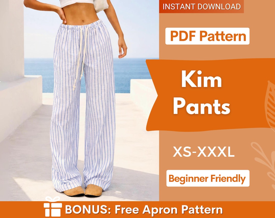 Elastic Wide Pants Pattern With Pockets | Summer Pants Sewing Pattern ...