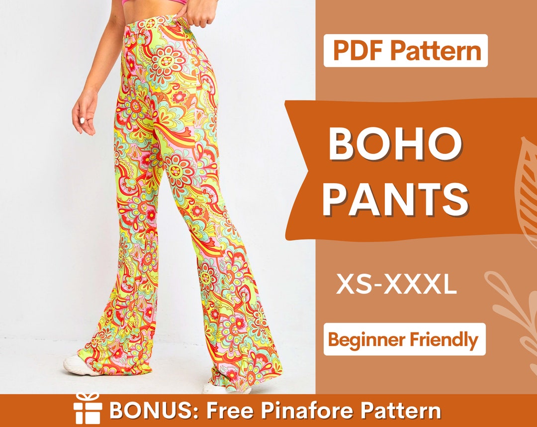 Flare Pants Pattern Pants Sewing Pattern Wide Leg Pants, High Waisted ...