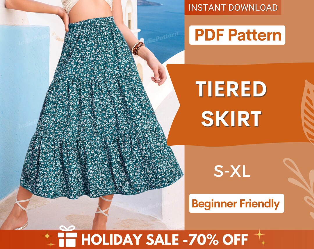 Tiered Skirt Sewing Pattern for Women PDF Skirt PDF Sewing Pattern Long ...