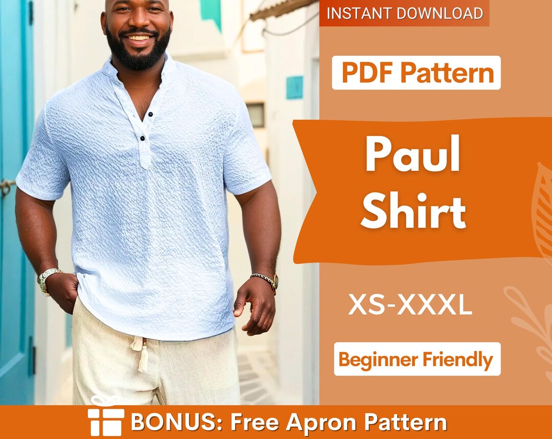Men's Shirt Sewing Pattern, Shirt Pattern for Men, T-shirt Pattern ...