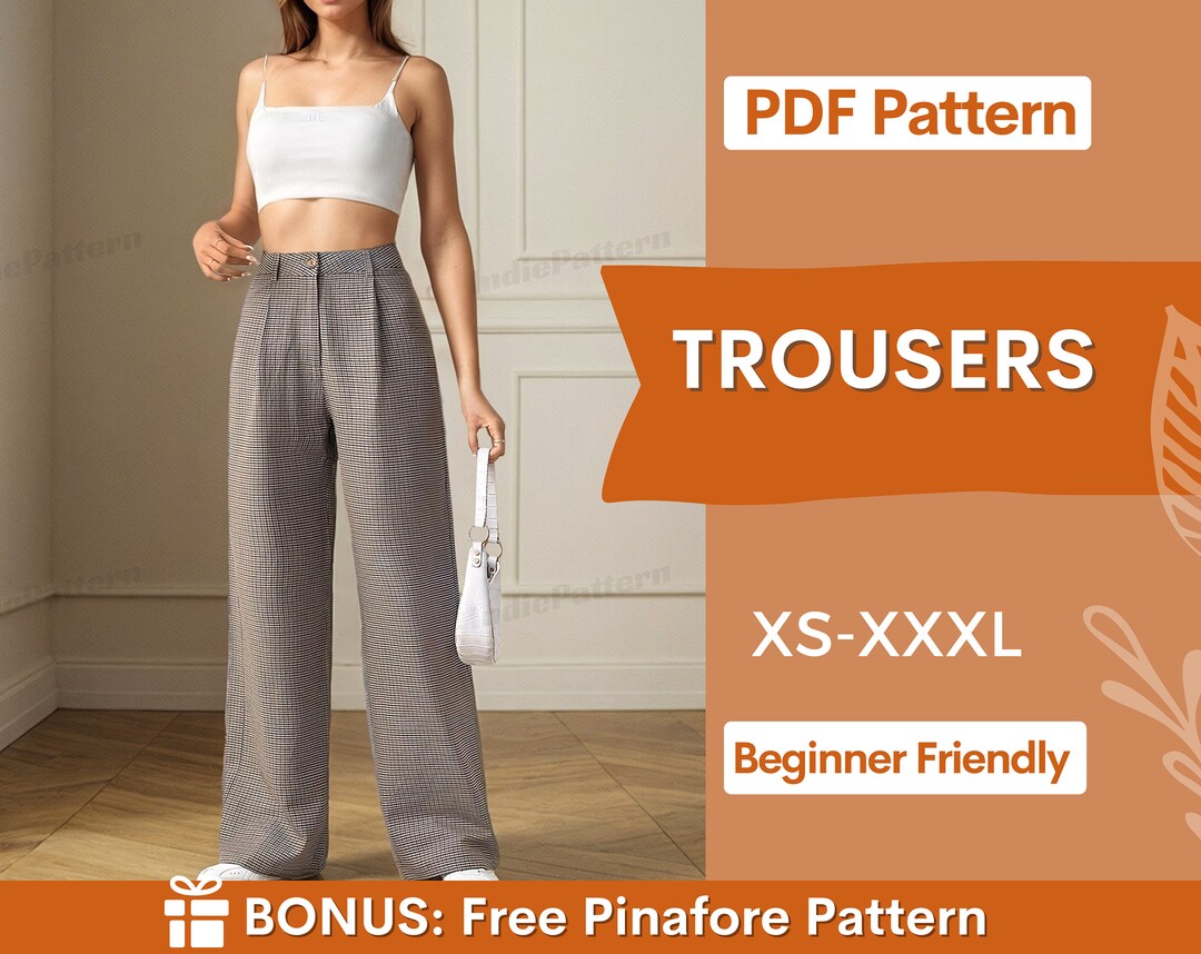 Pants Pattern for Women XS-XXXL Sewing Patterns Trousers Sewing Pattern ...