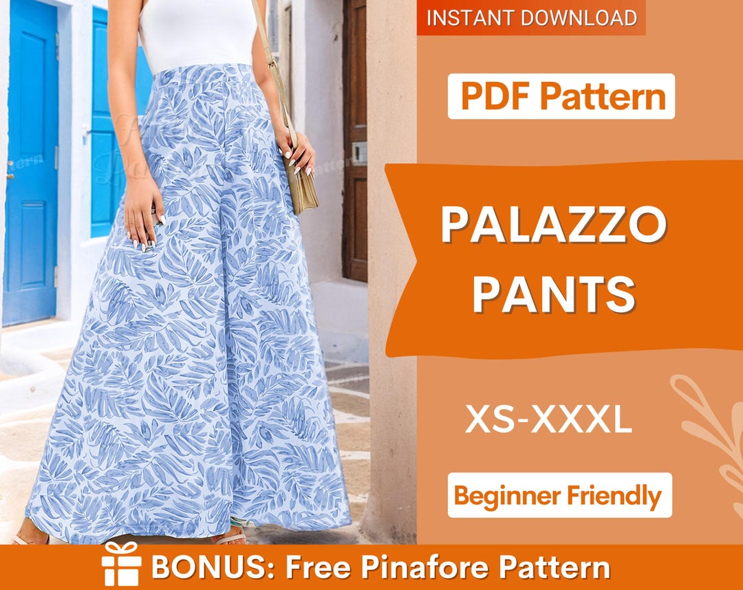Women Palazzo Pants Sewing Pattern | Palazzo Pants Pattern | Wide Leg ...