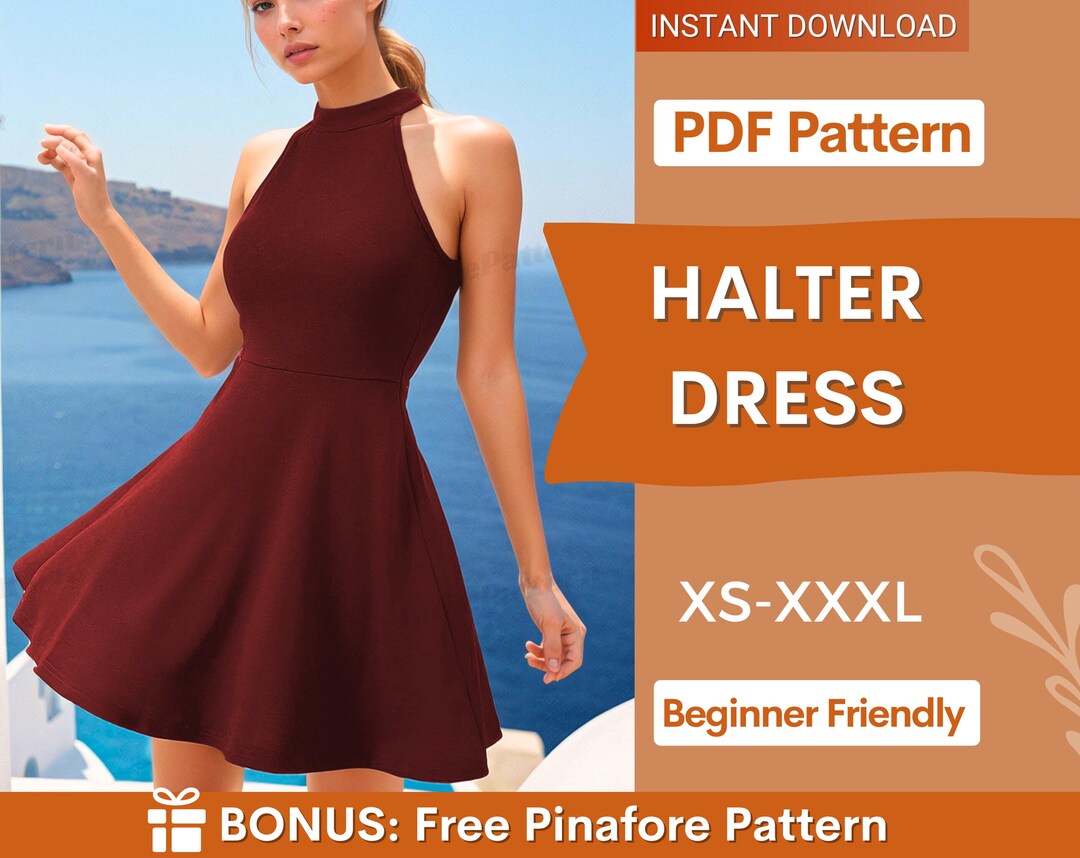 Halter Dress Sewing Pattern Dress Pattern Sewing Patterns Women ...