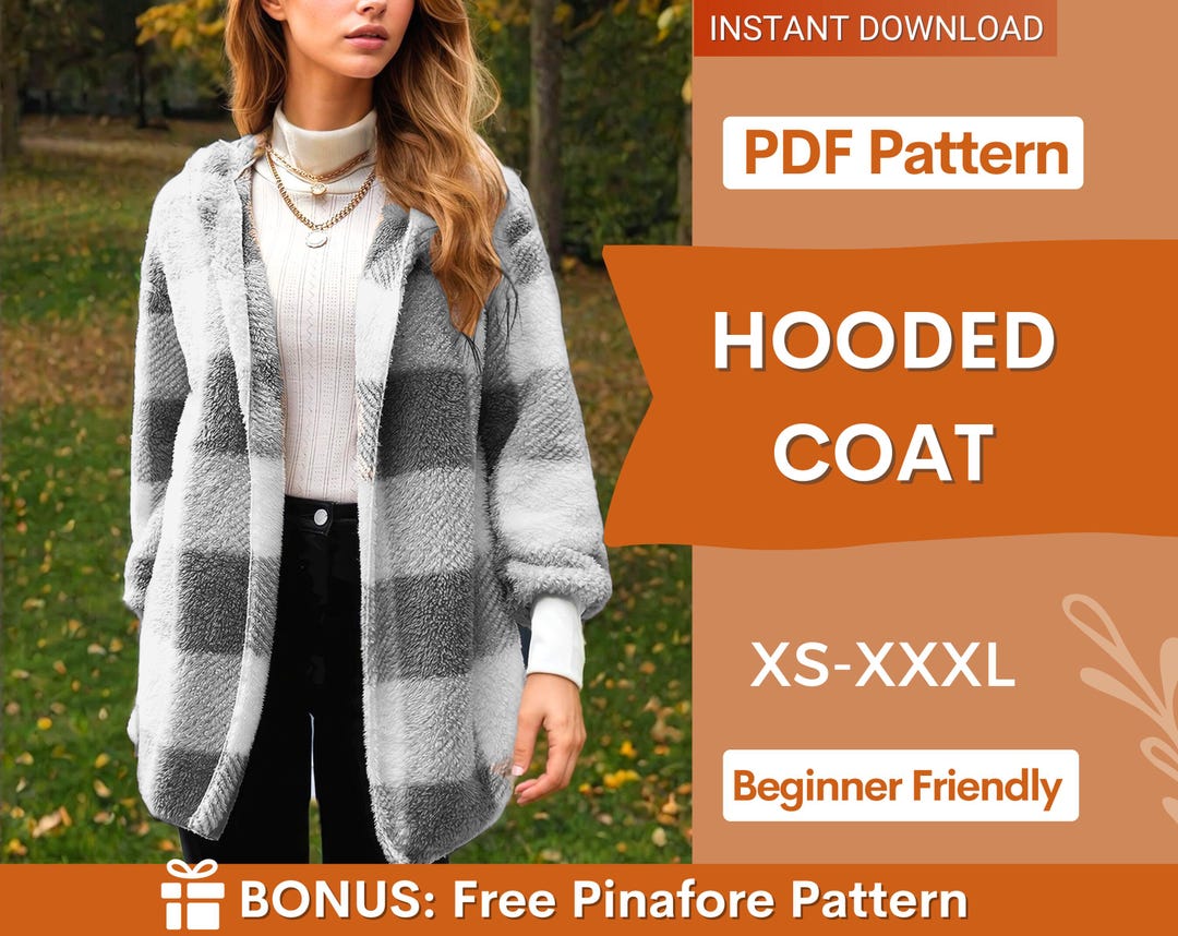 Hooded Coat Sewing Pattern for Women Coat Pattern Jacket Pattern Sewing ...