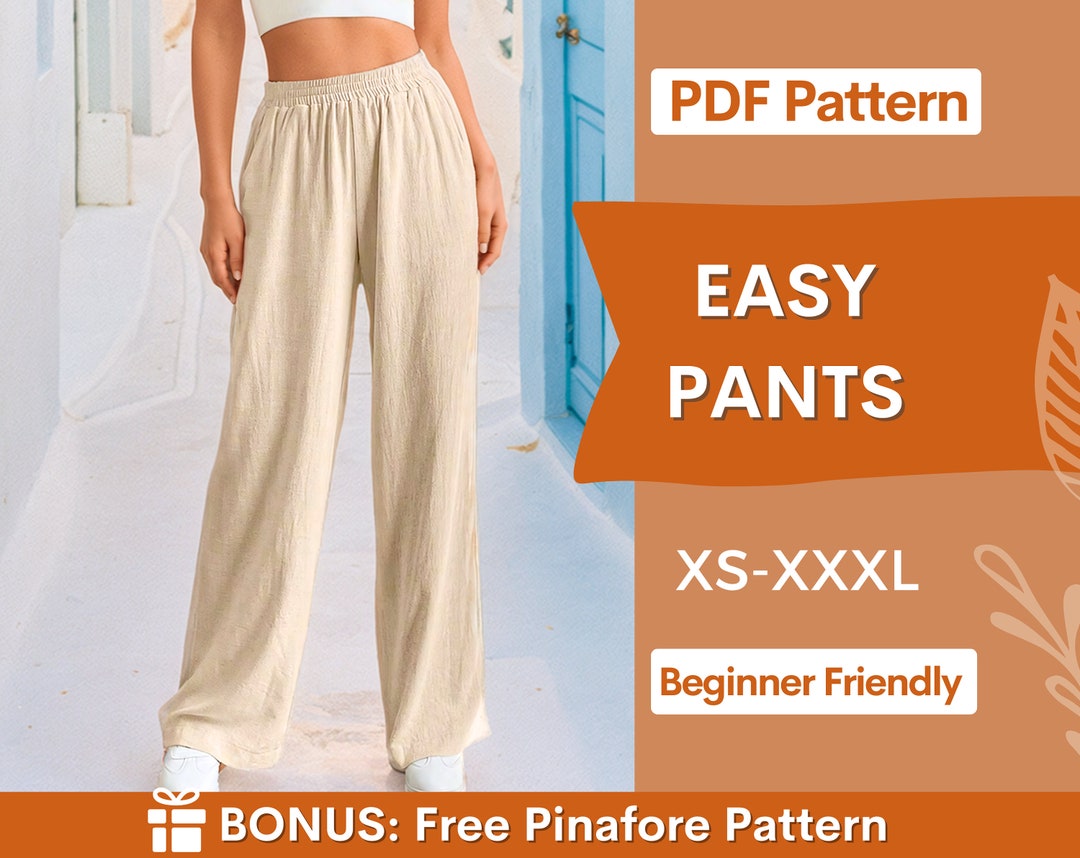 Elastic Waistband Pants Sewing Pattern for Women Pants Pattern Trouser ...