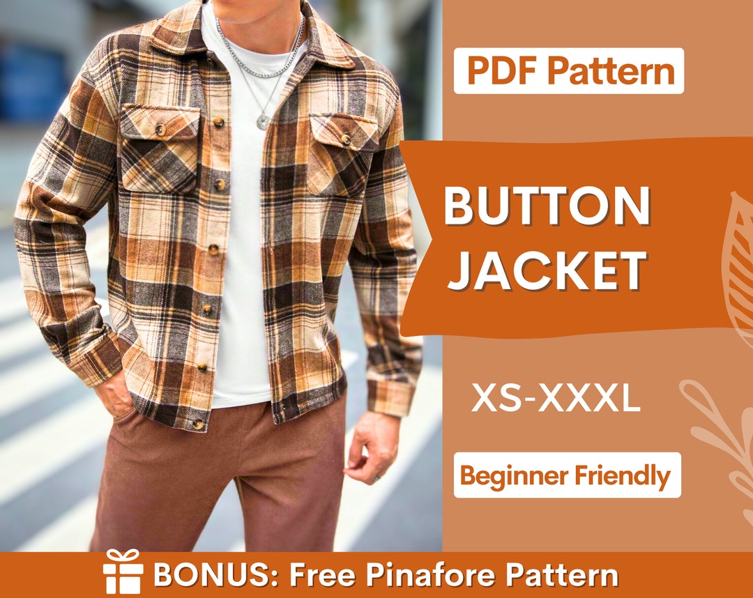 Jacket Pattern for Men Men Sewing Pattern Shirt Jacket - Etsy