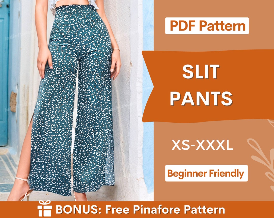 Slit Pants Pattern XS-XXXL Pants Sewing Pattern Summer Pants Pattern ...