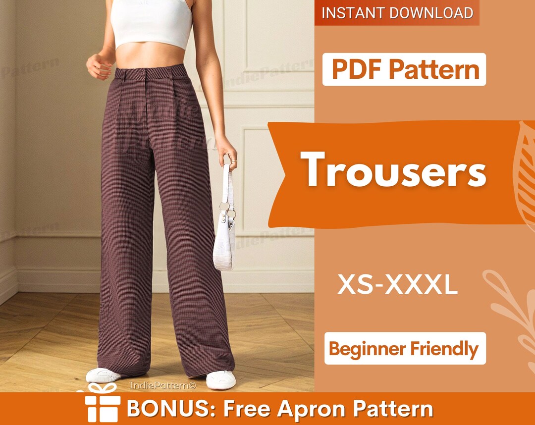 Pants Pattern for Women | XS-XXXL | Sewing Patterns | Trousers Sewing ...
