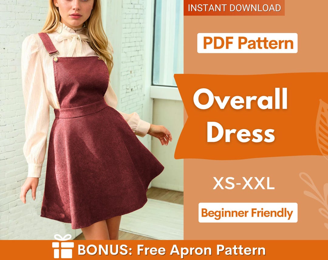 Dress Sewing Pattern, Overall Dress Pattern, Women Dress Pattern ...