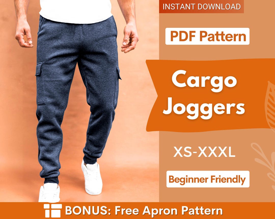Cargo Joggers Men Sewing Pattern, Jogger Patterns, Sweatpants Pattern ...