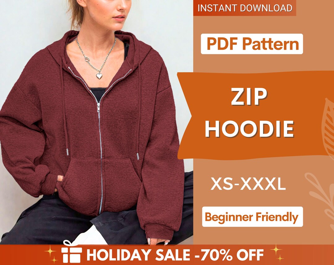 Zip up Hoodie Pattern, Women Hoodie, Sweatshirt Pattern, Women Sewing Pattern, Zip Jacket ...
