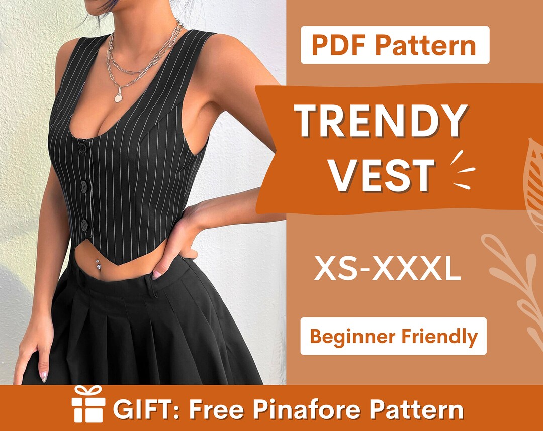 Vest Pattern XS XXXL Sewing Pattern PDF Women Vest - Etsy