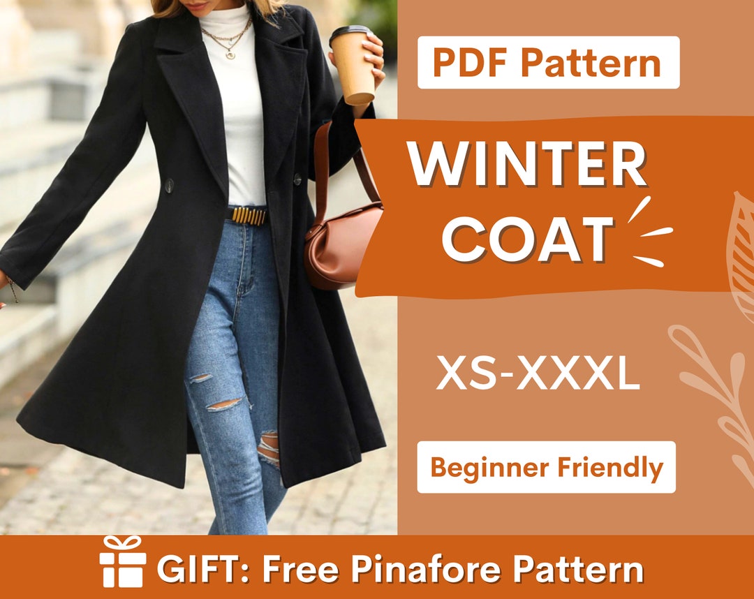 Winter Coat Sewing Pattern Women PDF Coat Pattern Long - Etsy
