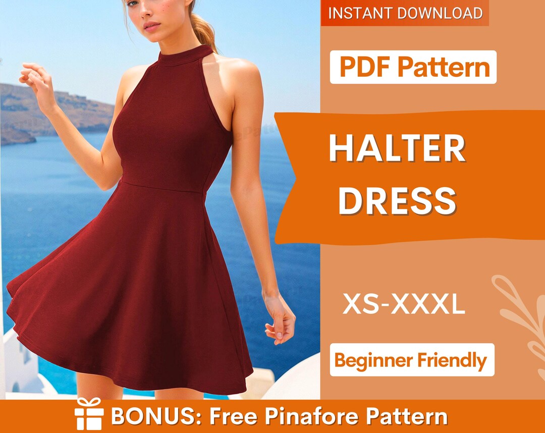 Halter Dress Sewing Pattern | Dress Pattern | Sewing Patterns | Women ...