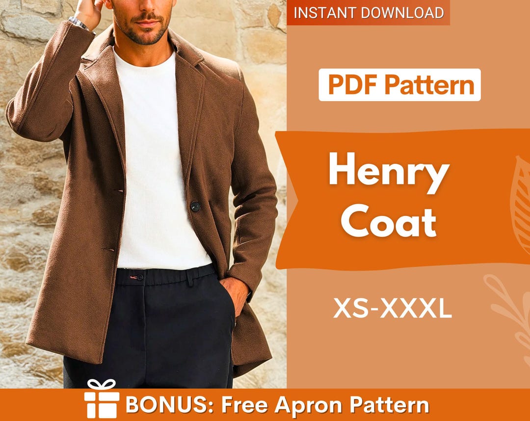 Coat Sewing Pattern for Men | Jacket Sewing Pattern Men | Coat Pattern ...