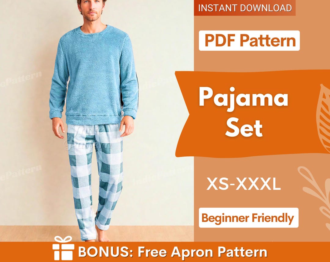 Men Pajama Set Pattern, Pajama Pattern for Men, Pajama Pants Pattern ...