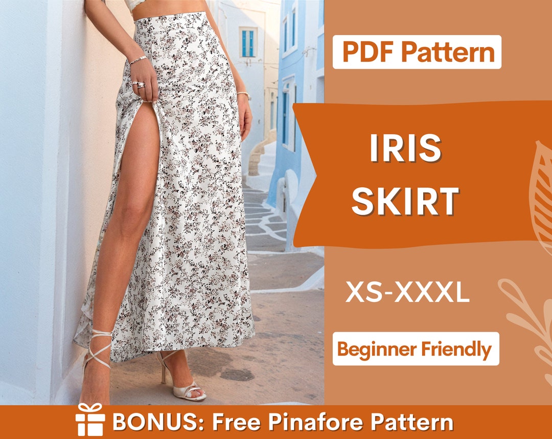 Skirt Sewing Pattern Slit Skirt Pattern Women Pattern Sewing Patterns Long Skirt Pattern Maxi ...